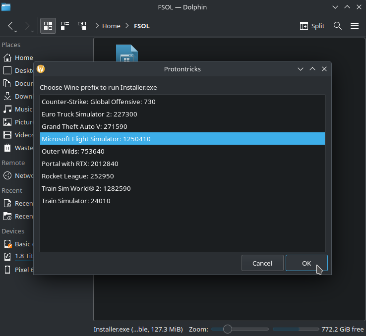 Protontricks - Flight Sim on Linux